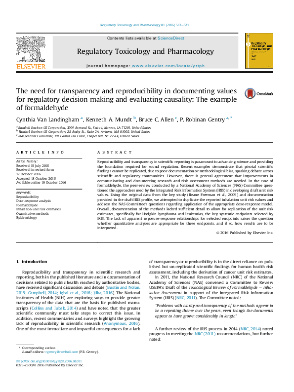 (PDF) The need for transparency and reproducibility in documenting ...