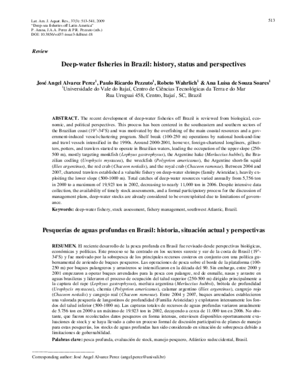 (PDF) Deep water fisheries in Brazil: history, status and perspectives ...