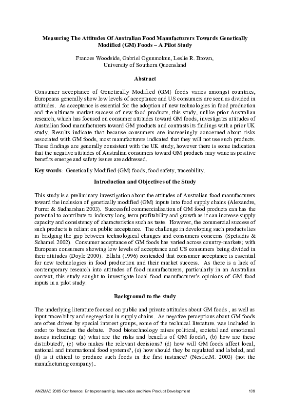 (PDF) Measuring the attitudes of Australian food manufactures towards ...