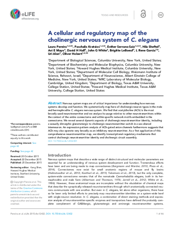 (PDF) A cellular and regulatory map of the cholinergic nervous system ...