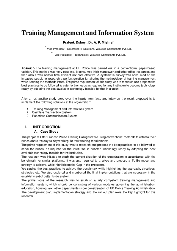 (PDF) Training Management and Information System