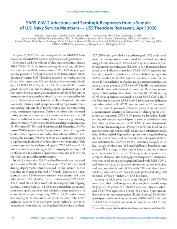 (PDF) SARS-CoV-2 Infections and Serologic Responses from a Sample of U ...