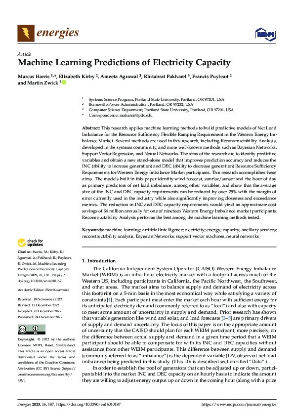 (PDF) Machine Learning Predictions of Electricity Capacity (PDF) Machine Learning Predictions of Electricity Capacity