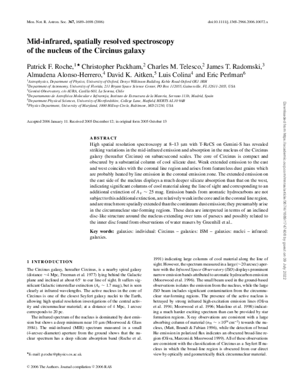 (PDF) Mid-infrared, spatially resolved spectroscopy of the nucleus of ...
