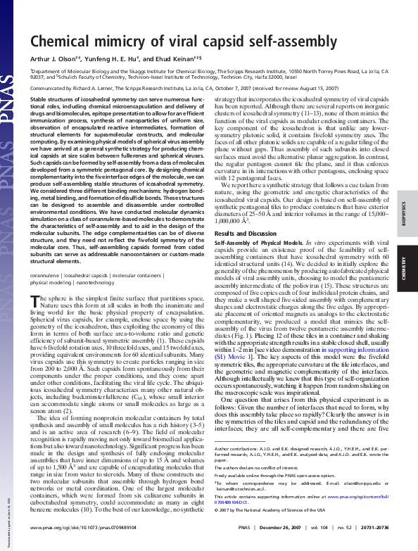 (PDF) Chemical mimicry of viral capsid self-assembly