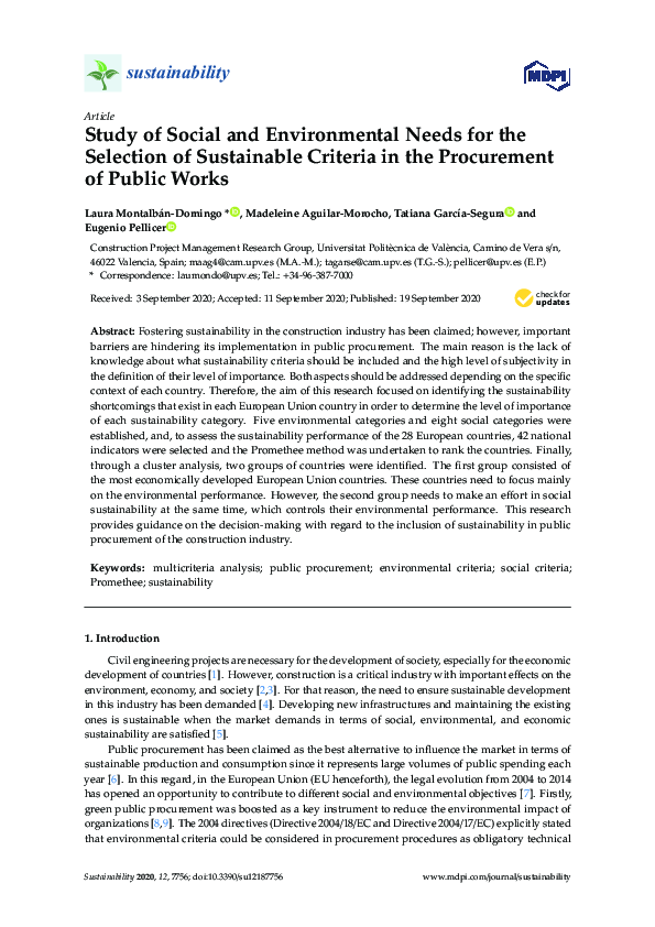 (PDF) Study of Social and Environmental Needs for the Selection of ...