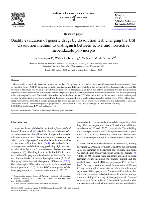 (PDF) Quality evaluation of generic drugs by dissolution test: changing ...