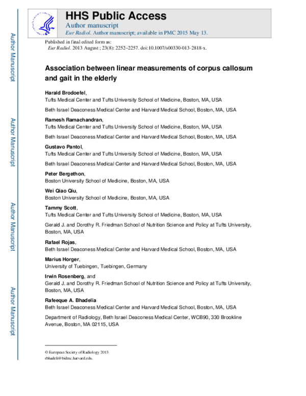 (PDF) Association between linear measurements of corpus callosum and ...