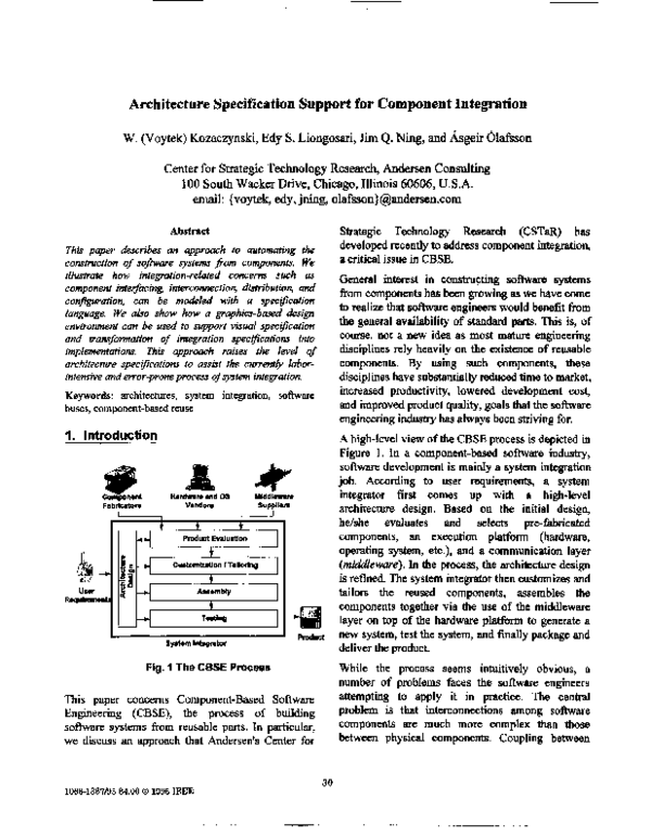 (PDF) Architecture specification support for component integration
