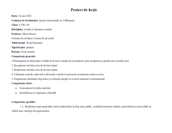Proiect de lecție „Vrem să vă dăruim câte o fereastră”-textul dramatic