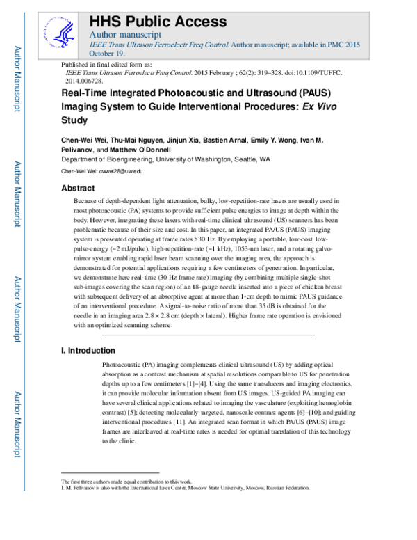 (PDF) Real-time integrated photoacoustic and ultrasound (PAUS) imaging ...