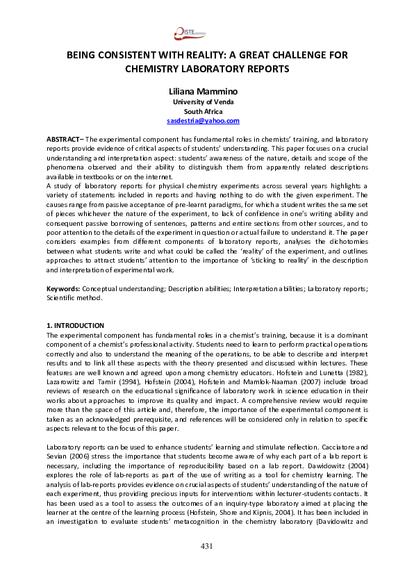(PDF) Being Consistent with Reality: A Great Challenge for Chemistry ...