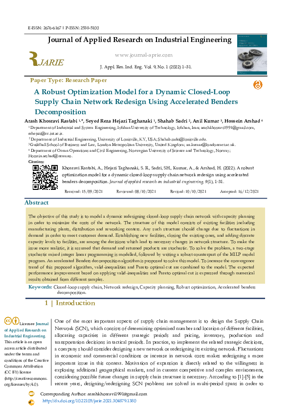 (PDF) A robust optimization model for a dynamic closed-loop supply chain network redesign using ...