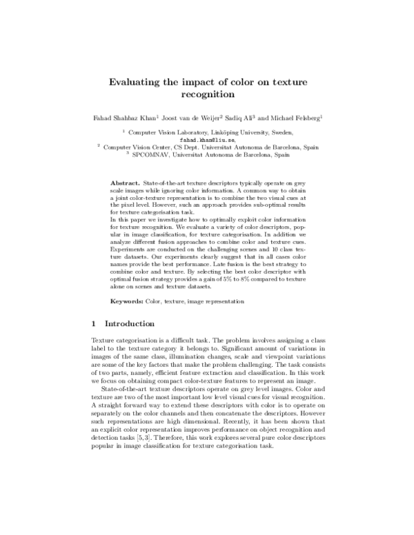 (PDF) Color's Role in Enhancing Texture Recognition