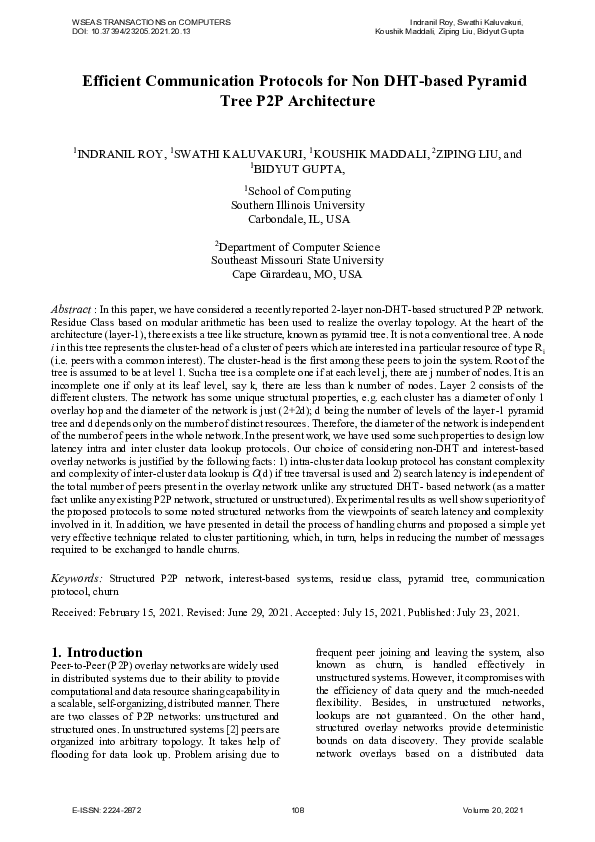 Pdf Efficient Communication Protocols For Non Dht Based Pyramid Tree