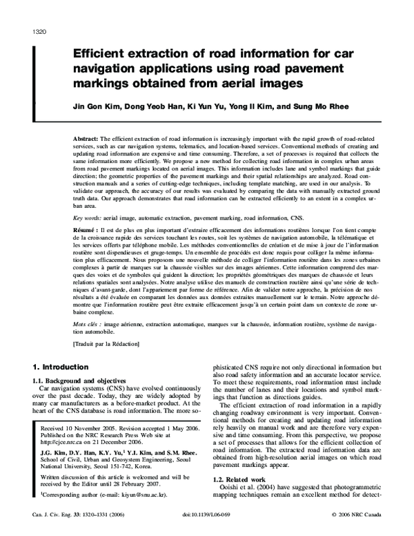 (PDF) Efficient extraction of road information for car navigation ...