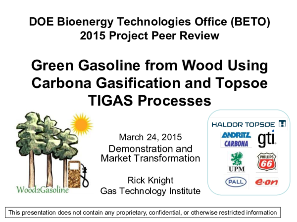 (PDF) Green Gasoline from Wood using Carbona Gasification and Topsoe ...