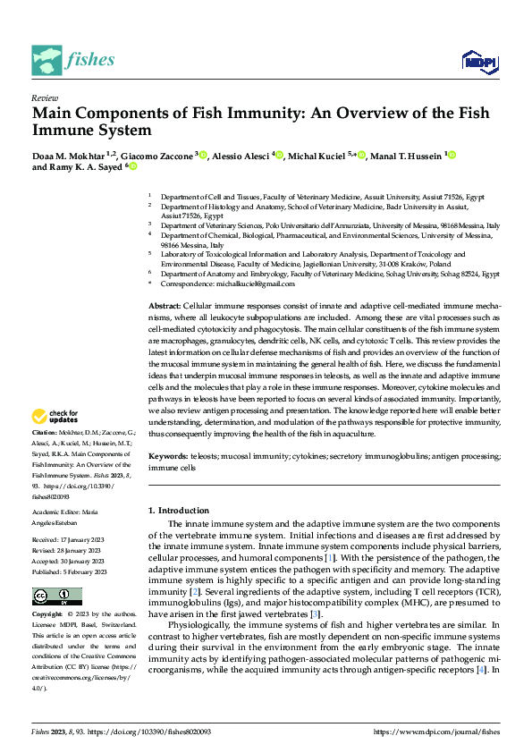 (PDF) Main Components of Fish Immunity: An Overview of the Fish Immune ...