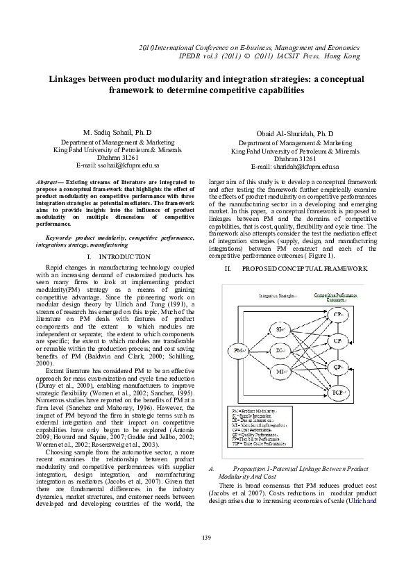 (PDF) Linkages between product modularity and integration strategies: a conceptual framework to ...