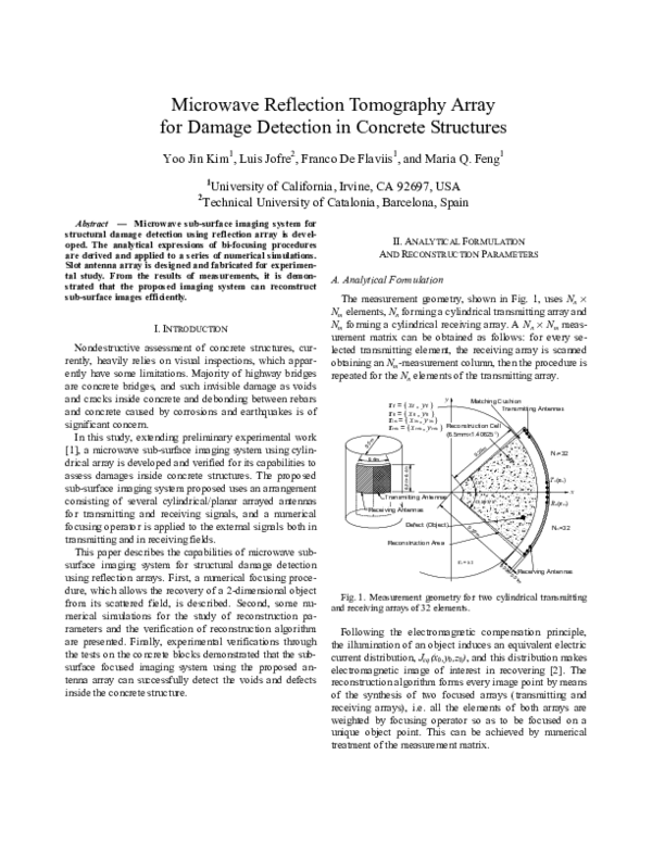 (PDF) Microwave reflection tomography array for damage detection in ...