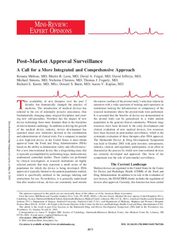 (PDF) Post-Market Approval Surveillance