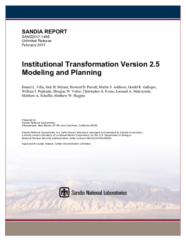 (PDF) Institutional Transformation Version 2.5 Modeling and Planning