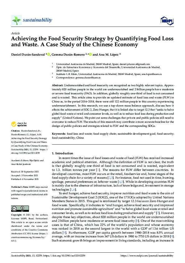 (PDF) Achieving the Food Security Strategy by Quantifying Food Loss and ...