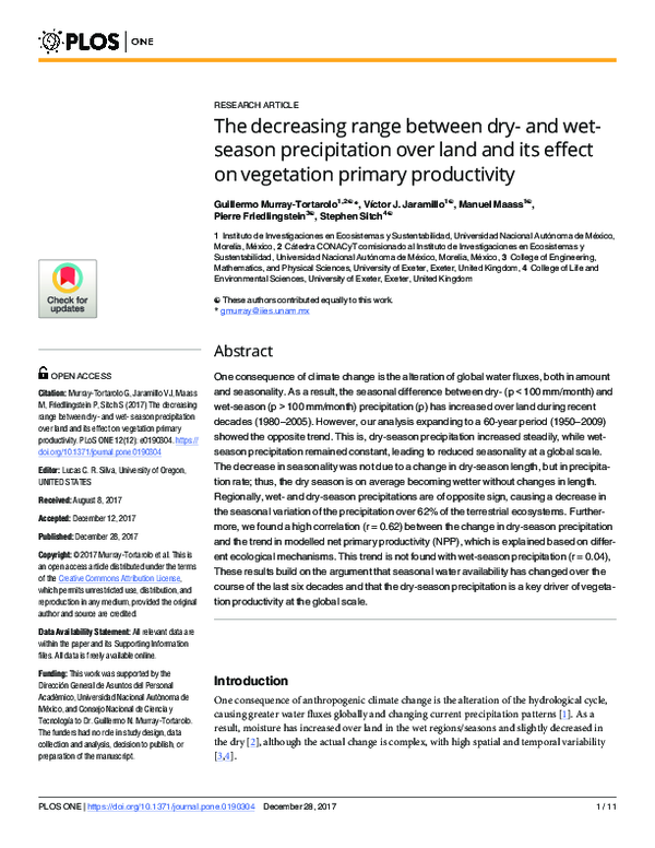 (PDF) The decreasing range between dry- and wet- season precipitation ...