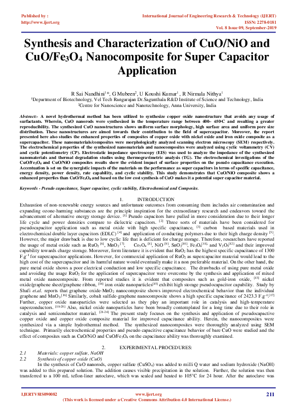 Pdf Synthesis And Characterization Of Cuo Nio And Cuo Fe3o4
