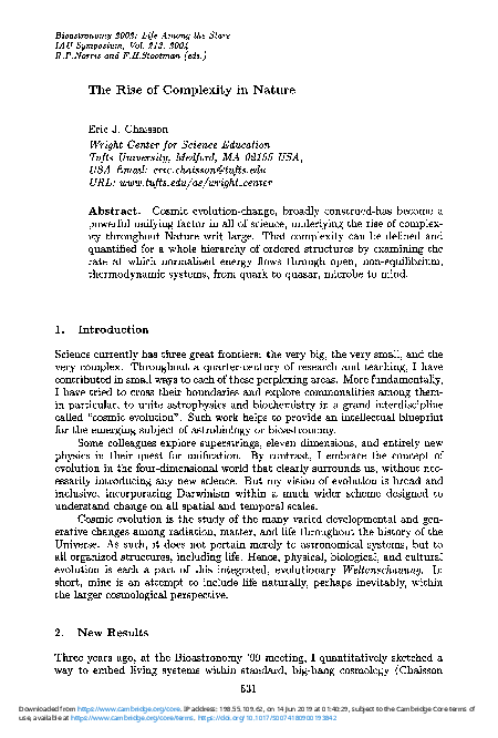 (PDF) The Rise of Complexity in Nature