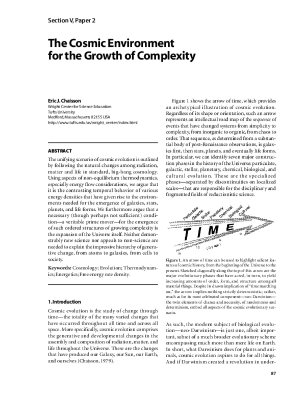 (PDF) The cosmic environment for the growth of complexity | Eric ...