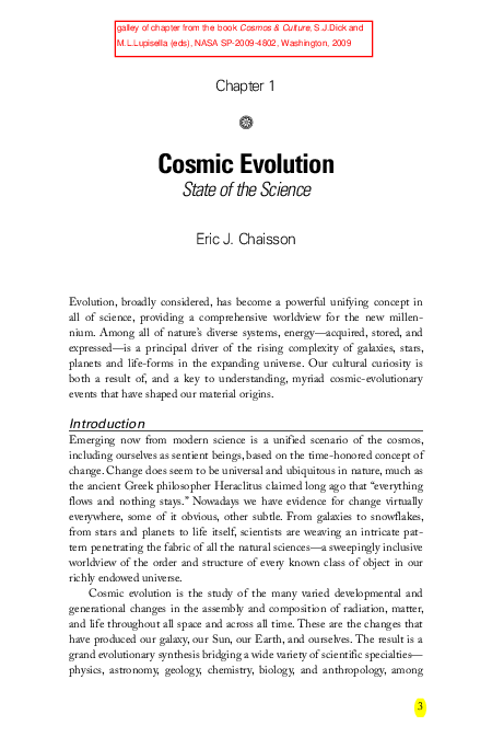 (PDF) Cosmic Evolution State of the Science