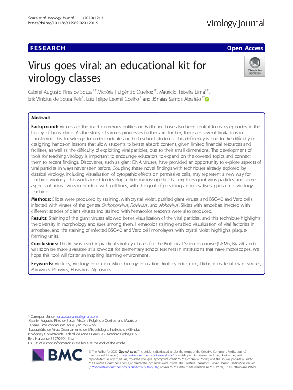 (PDF) Virus goes viral: an educational kit for virology classes