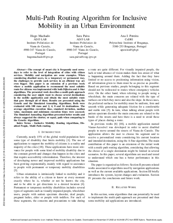 (PDF) Multi-Path Routing Algorithm for Inclusive Mobility in an Urban ... (PDF) Multi-Path Routing Algorithm for Inclusive Mobility in an Urban ...