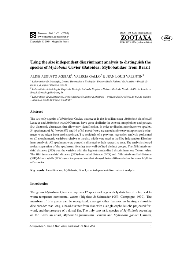 (PDF) FIGURE 1 in Using the size independent discriminant analysis to ...
