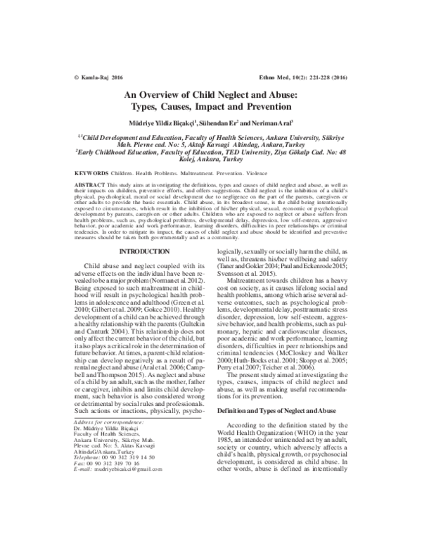 (PDF) An Overview of Child Neglect and Abuse: Types, Causes, Impact and ...