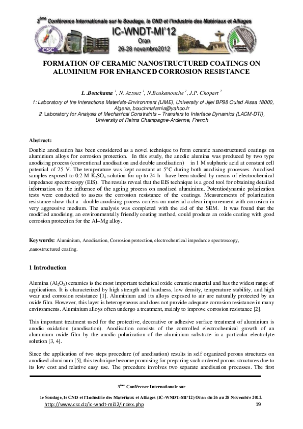 (PDF) Formation of Ceramic Nanostructured Coatings on Aluminium for Enhanced Corrosion Resistance