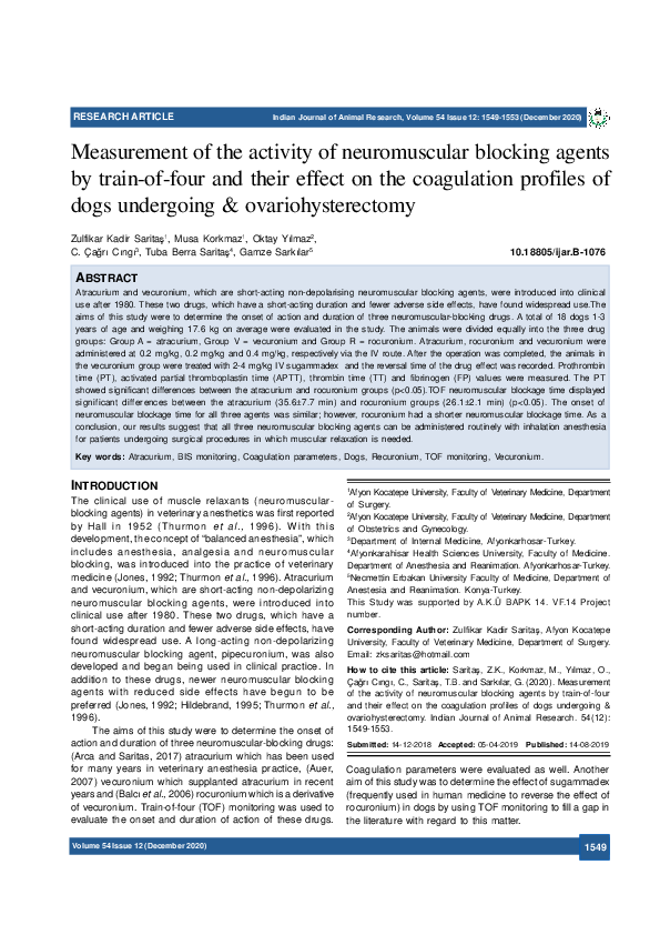 (PDF) Measurement of the activity of neuromuscular blocking agents by ...