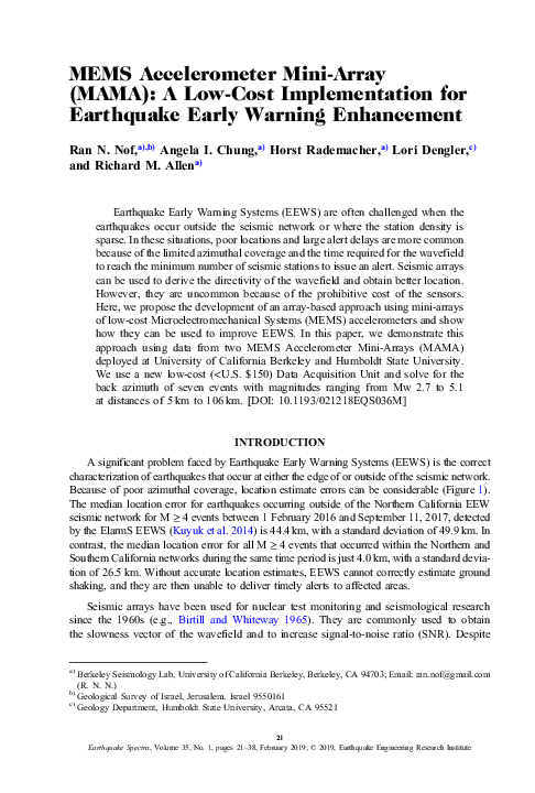 Pdf Mems Accelerometer Mini Array Mama A Low Cost Implementation