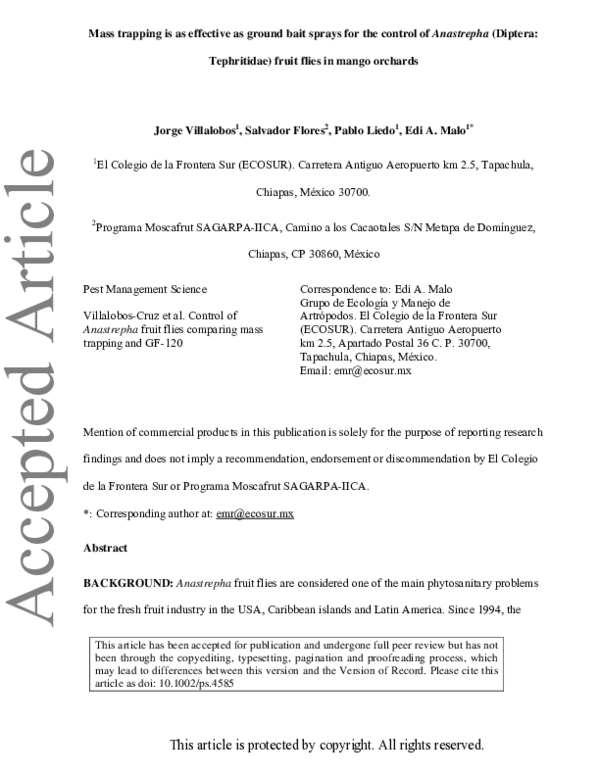 (PDF) Mass trapping is as effective as ground bait sprays for the ...