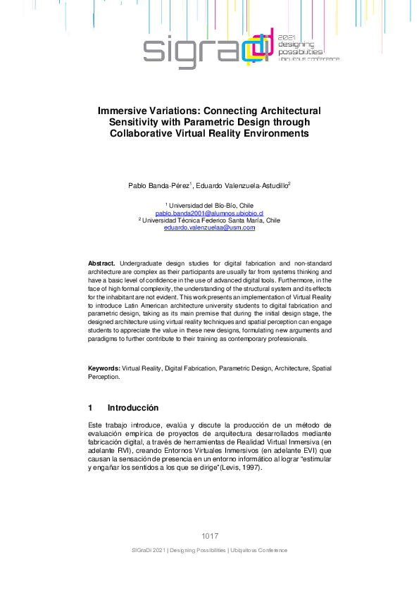 (PDF) Immersive Variations: Connecting Architectural Sensitivity with Parametric Design through ...