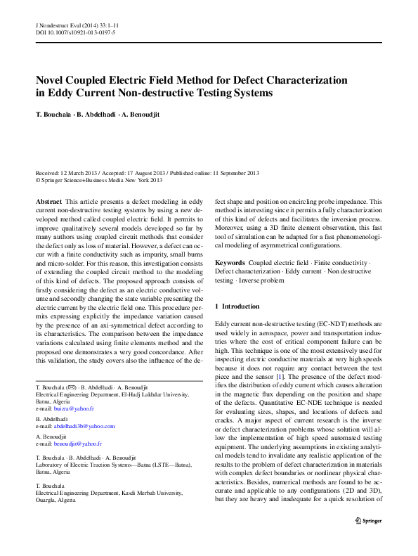 (PDF) Novel Coupled Electric Field Method for Defect Characterization ...