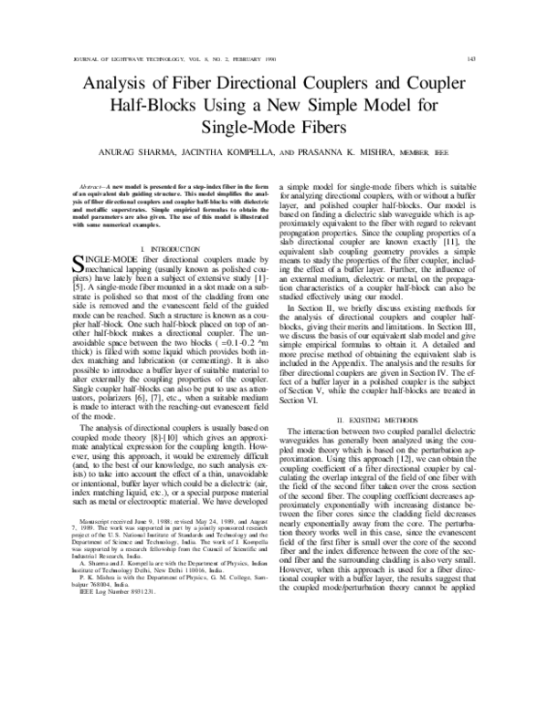 (PDF) Analysis of fiber directional couplers and coupler half-blocks ...