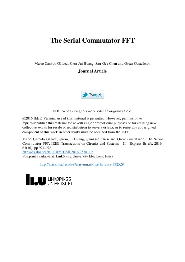 (PDF) The Serial Commutator FFT