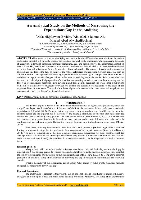 (PDF) An Analytical Study on the Methods of Narrowing the Expectations ...