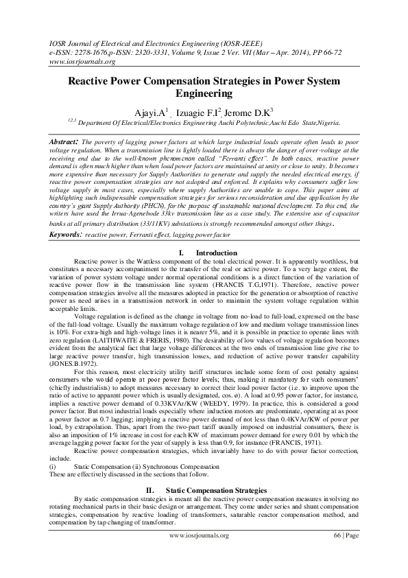 (PDF) Reactive Power Compensation in Power Systems