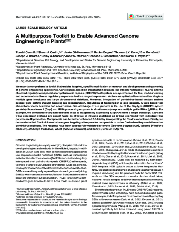 (PDF) A multi-purpose toolkit to enable advanced genome engineering in plants