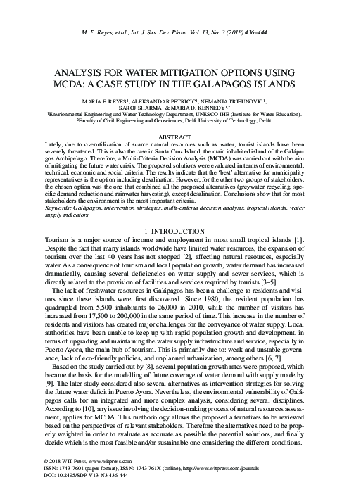 (PDF) Analysis for water mitigation options using MCDA: A case study in ...