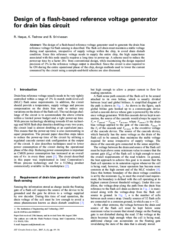 (PDF) Design of a flash-based reference voltage generator for drain ...