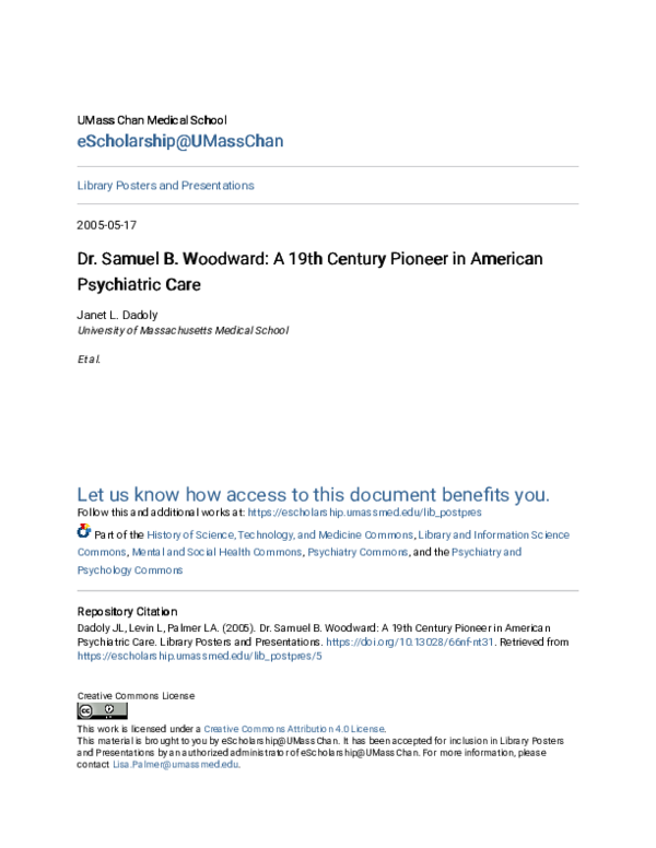 (PDF) Dr. Samuel B. Woodward: A 19th Century Pioneer in American ...